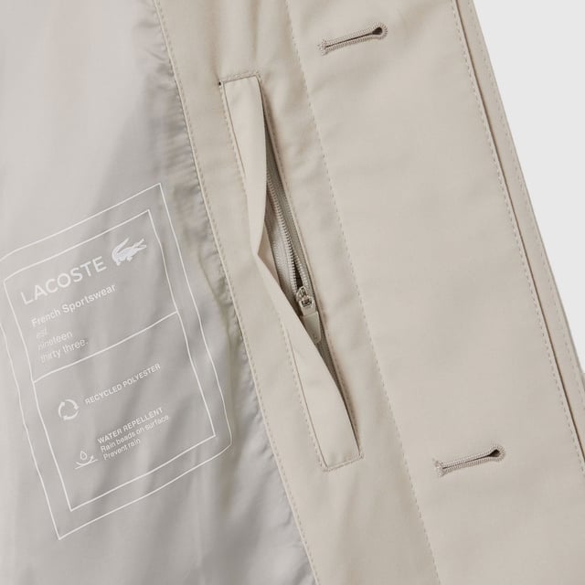 Men's Lacoste Lightweight Showerproof Trench Coat in Grey