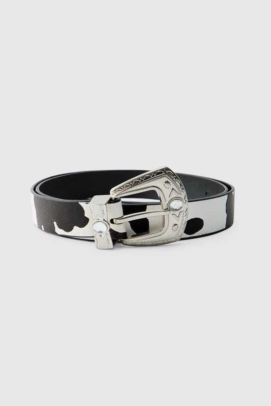 Western Buckle Cow Print Belt