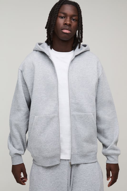 Basic Oversized Zip Through Hoodie