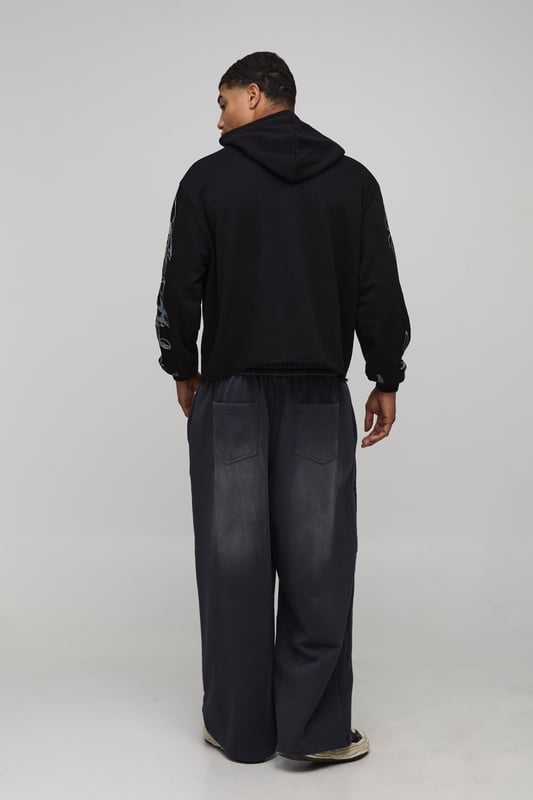 Oversized Boxy Hemless Loopback Graphic Hoodie