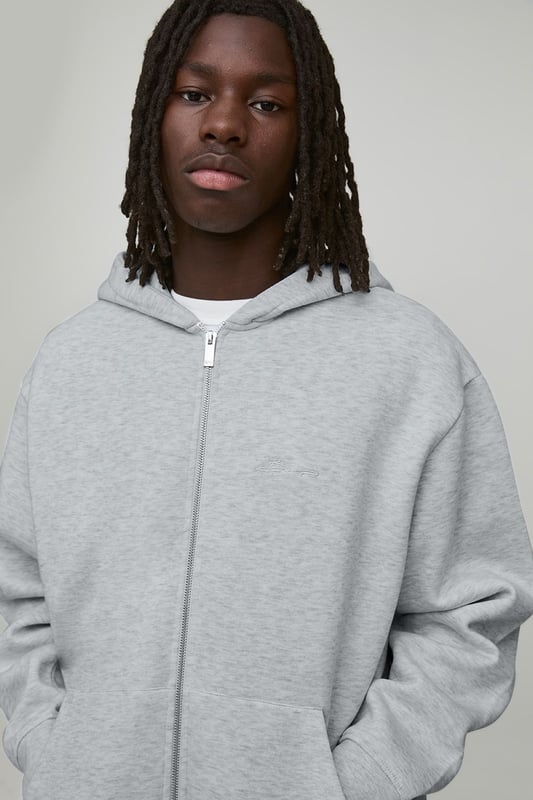 Basic BM Signature Oversized Zip Through Hoodie