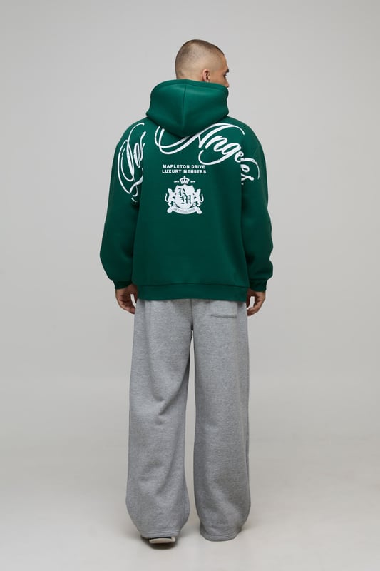 Forest Oversized Los Angeles Over The Seam Printed Hoodie