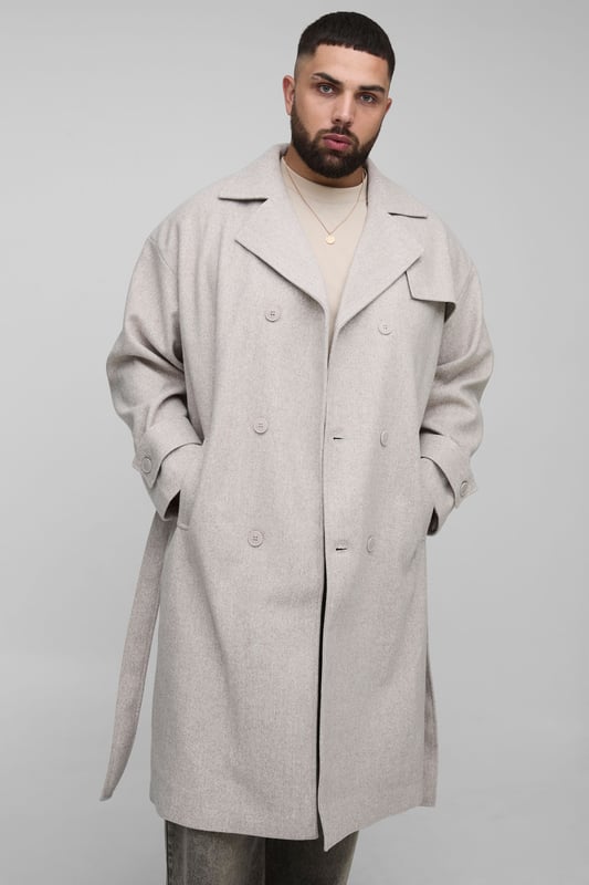 Plus Oversized Double Breasted Trench Overcoat