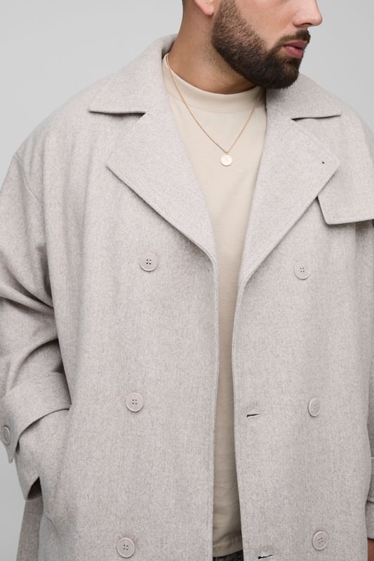Plus Oversized Double Breasted Trench Overcoat