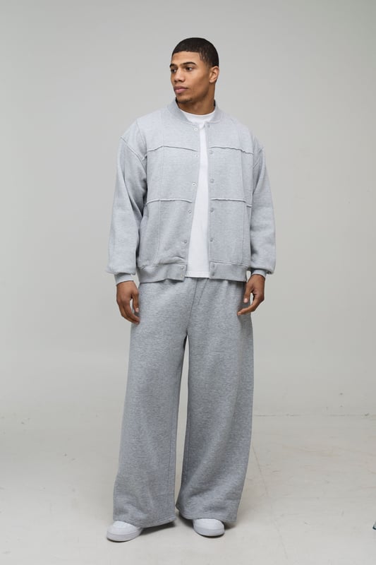 Boxy Fit Pleated Panel Jersey Bomber Jacket