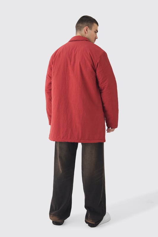 Tall Man Tab Crinkle Longline Mac In Rust