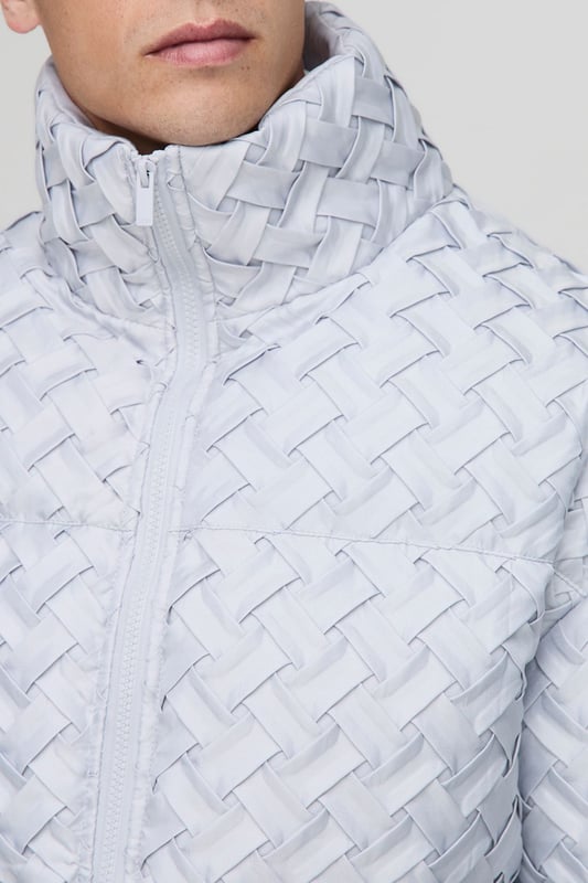 Boxy Fit Woven Textured Funnel Neck Puffer Jacket
