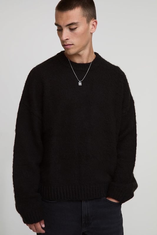 Boxy Fit Brushed Extended Neck Knitted Jumper