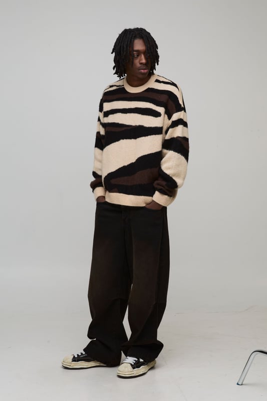 Oversized Boxy Brushed Animal Knitted Jumper