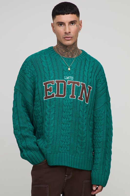 Tall Limited Edition Oversized Embroidered Knitted Jumper