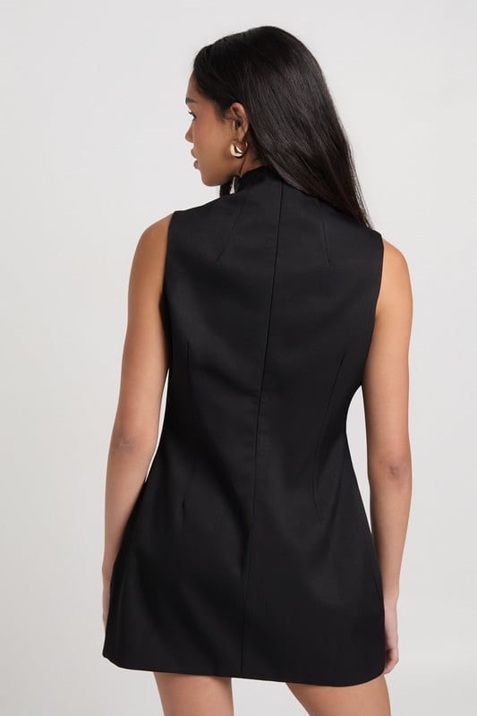 Tailored Trim Detail Split Mini Dress