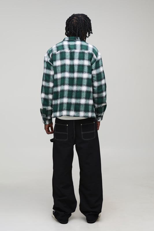 Tall Oversized Brushed Check Detail Carpenter Overshirt