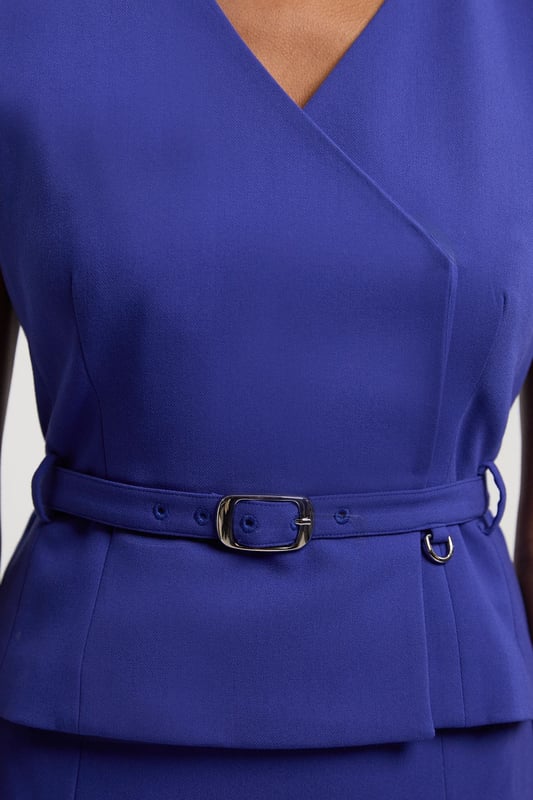 Compact Essential Belted Tailored Full Midi Dress