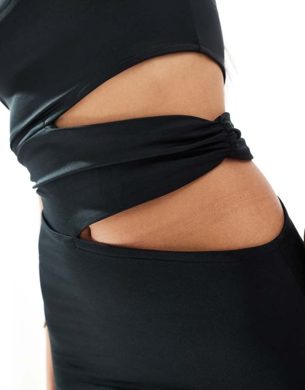 ASOS DESIGN sleeveless cut out waist maxi dress in black