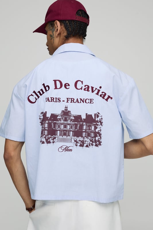 Oversized Boxy Club De Caviar Printed Stripe Shirt