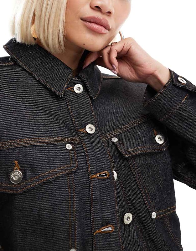 COLLUSION cropped denim jacket co-ord in rinse wash