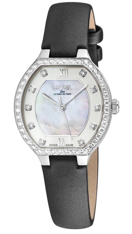 Gevril Women's Lugano Swiss Diamond White MOP Dial Genuine Italian ...