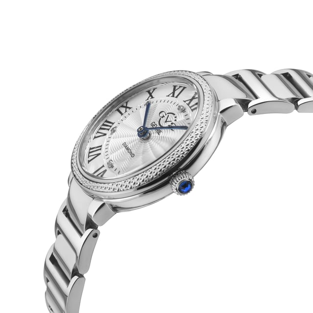 GV2 Rome Brillante Women's Diamond 316L Stainless Steel Case,Silver ...