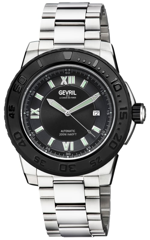 Gevril Men's Seacloud 316L Stainless Steel Case, Dk Blue Bezel, Blue ...
