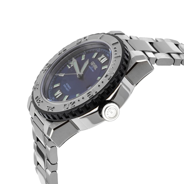 Gevril Men's Seacloud 316L Stainless Steel Case, Dk Blue Bezel, Blue ...