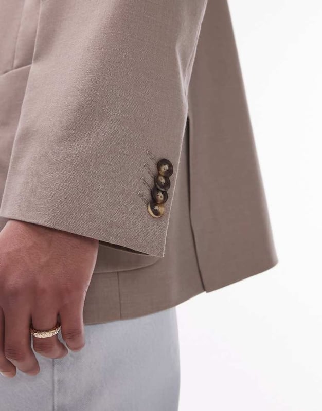 Topman boxy oversized suit jacket in stone