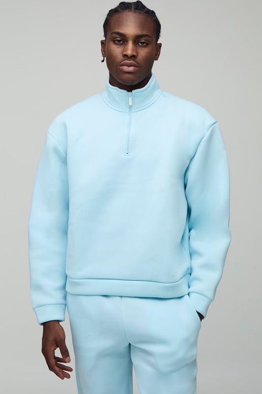 Oversized Boxy Quarter Zip Bonded Scuba Tracksuit