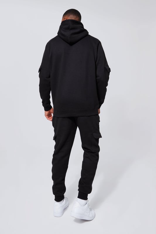 Regular Fit Official Man Cargo Hooded Panelled Tracksuit