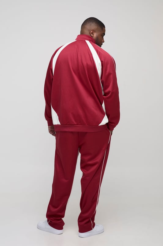 Plus Embroidered Zip Up Sports Gusset Tracksuit
