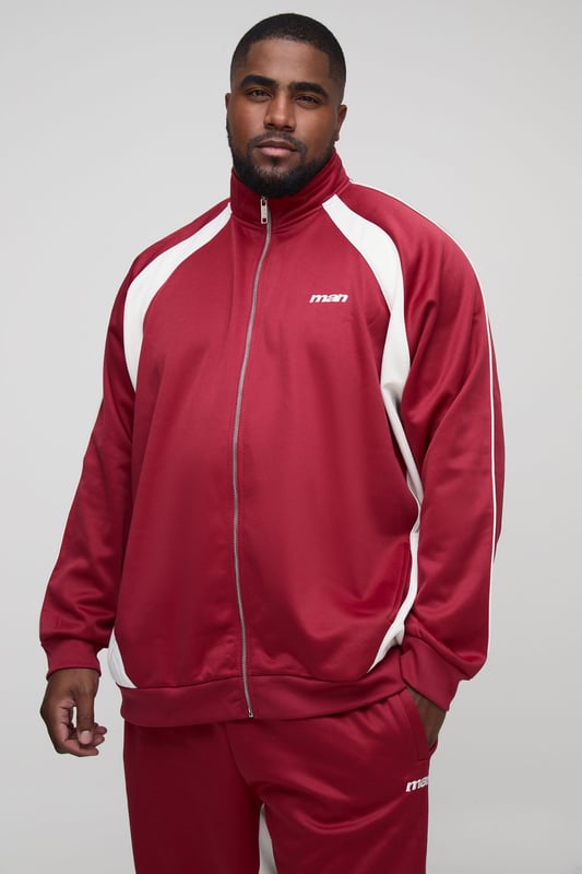Plus Embroidered Zip Up Sports Gusset Tracksuit