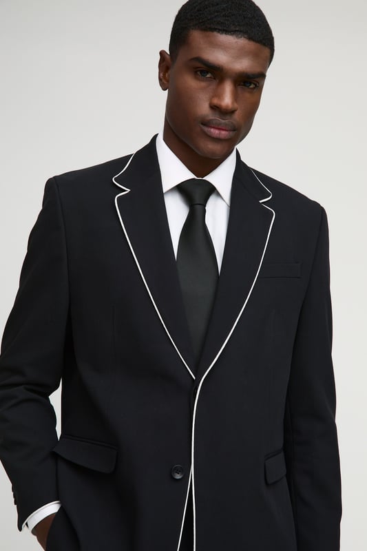 Straight Fit Contrast Edge Blazer
