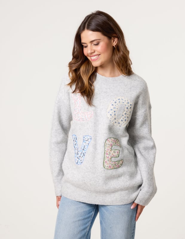 Embroidered Love Design Jumper