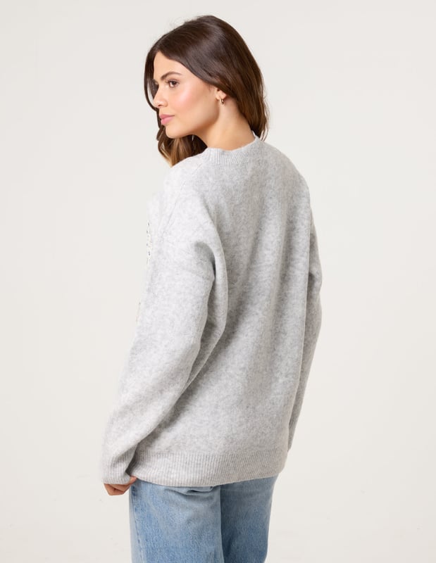 Embroidered Love Design Jumper