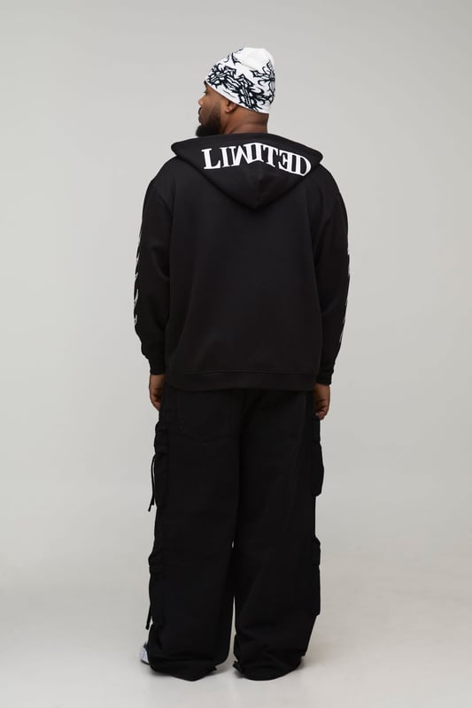 Plus Multi Cargo Pocket Overdye Baggy Jeans