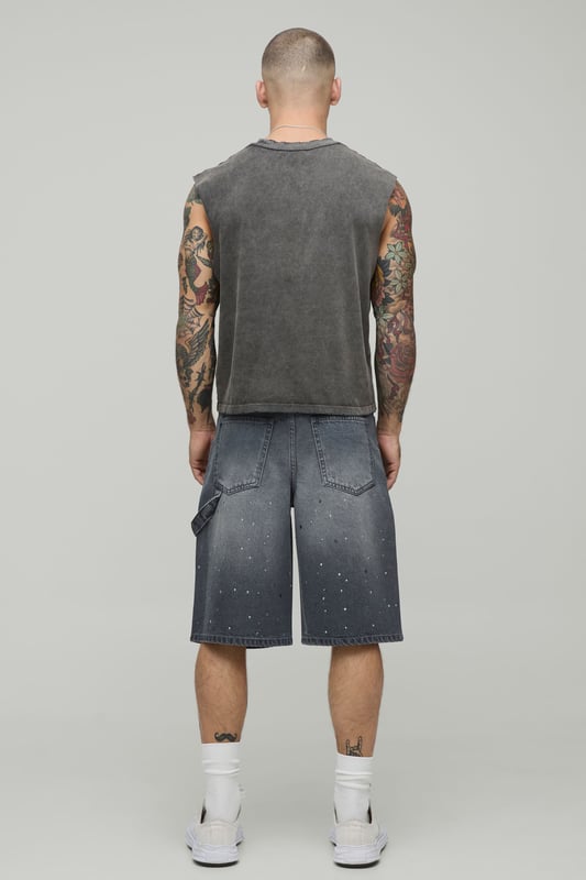 All Over Rhinestone Overdye Jorts