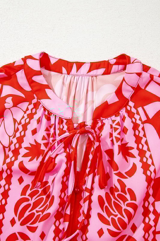 Floral Button Vneck Blouse