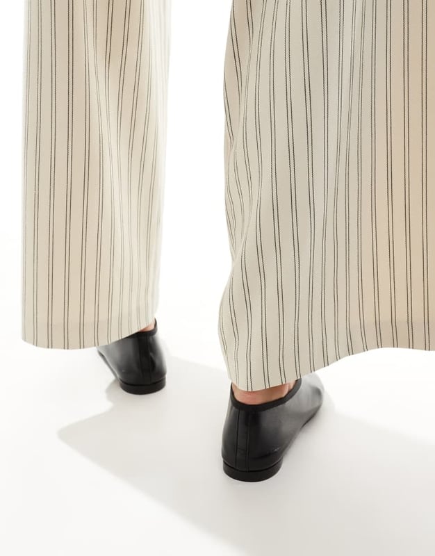 & Other Stories leather pointed ballet flats with front seam detail in ...