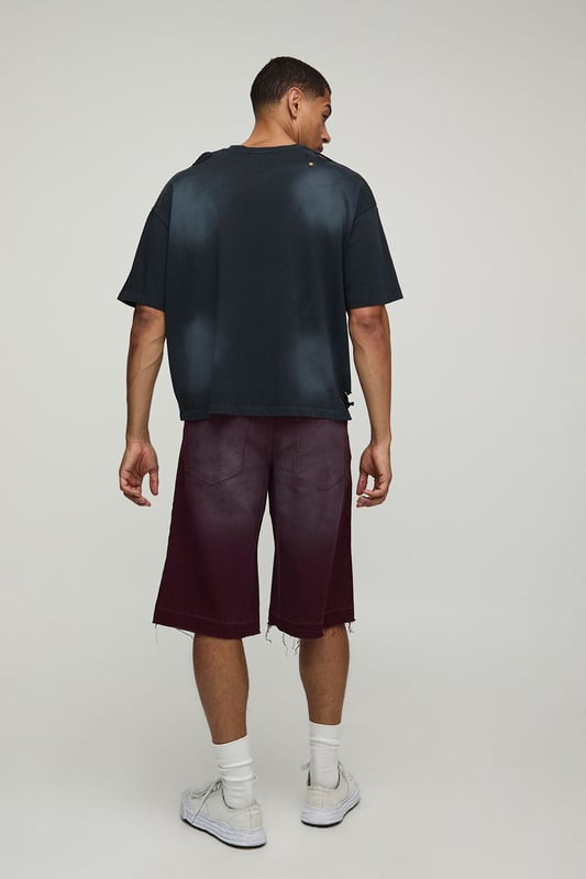Longline Extreme Washed Denim Jorts