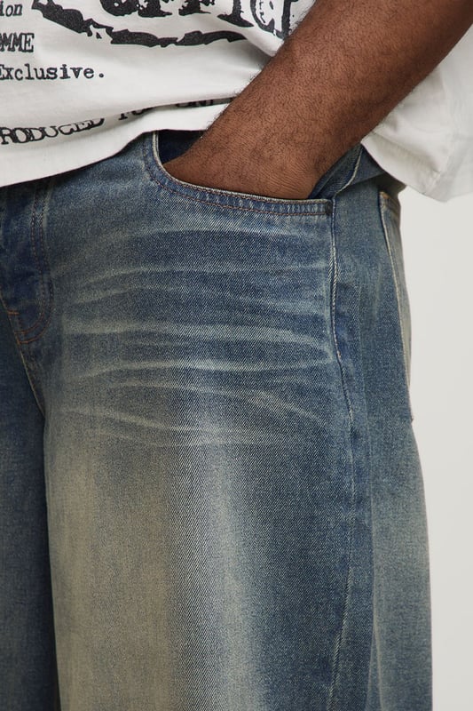 Plus Overdye D Ring Baggy Fit Jeans