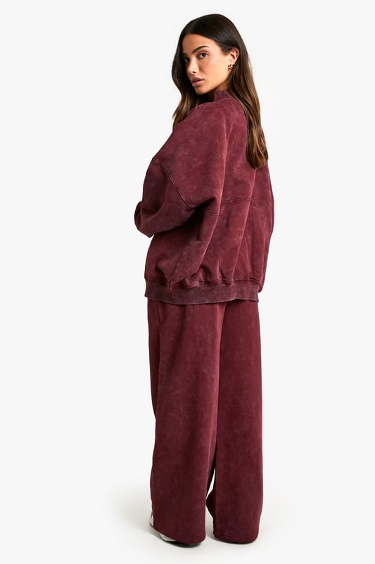 Petite Washed Zip Through Bomber Straight Leg Jogger Tracksuit