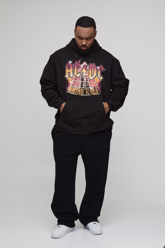 Plus Oversized ACDC Highway To Hell Print License Hoodie