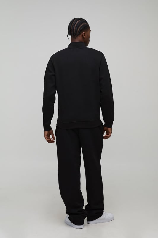 Basic Regular Fit Quarter Zip Funnel Neck Sweatshirt