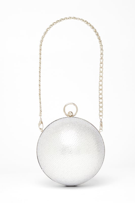 Silver Diamante Embellished Sphere Bag