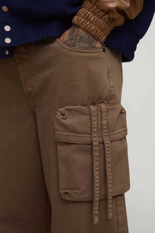 Tall Multi Cargo Pocket Overdye Baggy Jeans