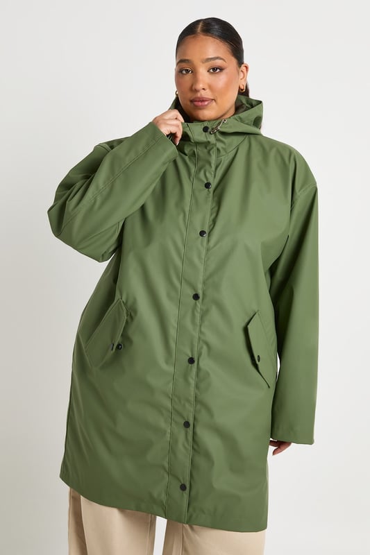 Plus Rubberised Rain Midi Parka Coat