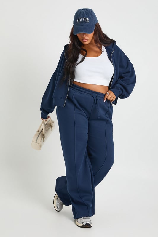 Plus Core Basic Boxy Balloon Sleeve Oversized Zip Through Hoodie