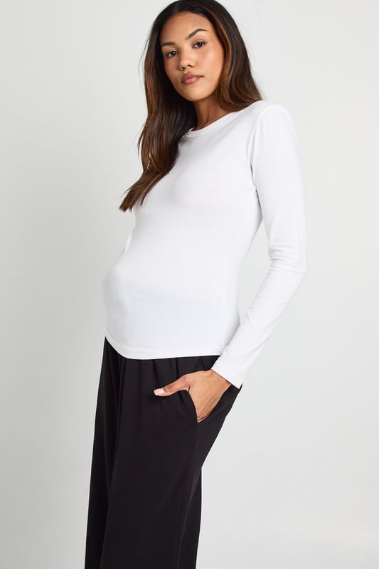 Maternity Basic Long Sleeve Fitted Longline Top