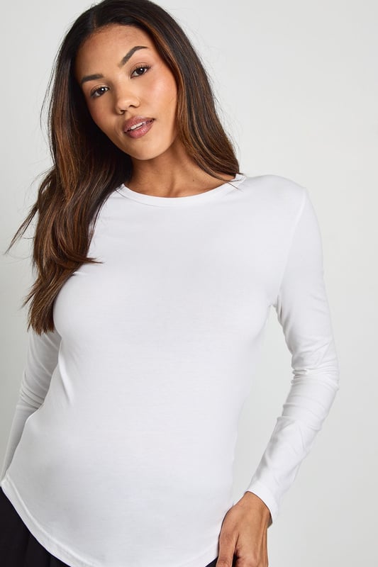 Maternity Basic Long Sleeve Fitted Longline Top