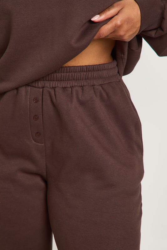 Plus Button Down Wide Leg Joggers