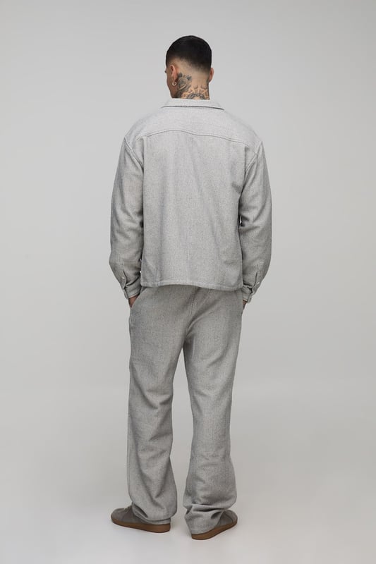 Tall Herringbone Oversized Overshirt & Relaxed Trouser Set