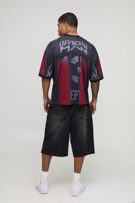 Oversized Boxy Graphic Sports Top